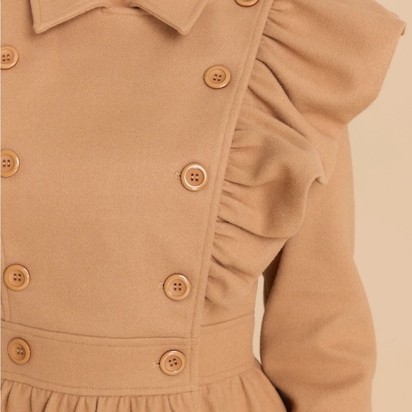 Aura | Jackets & Coats | Nwt Aura Ruffled Camel Tunic Coat | Poshmark